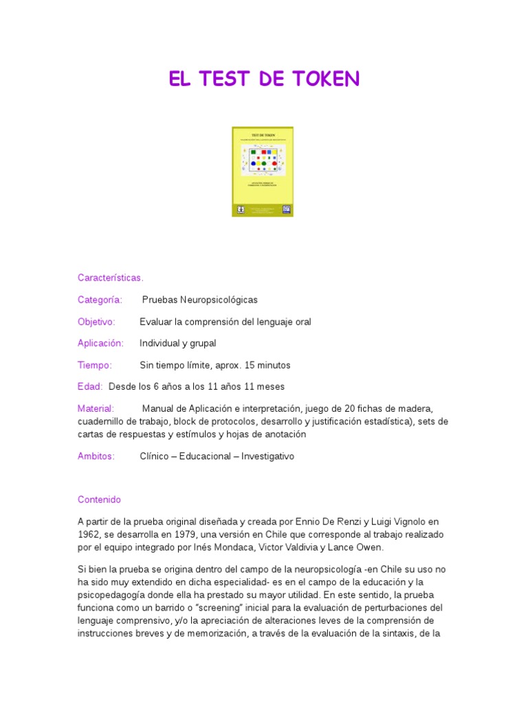 Test Token Neuropsicologia | PDF | Adjetivo | Neuropsicología
