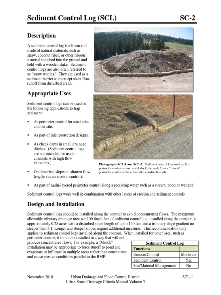 SC-02 Sediment Control Log | PDF | Sediment | Erosion