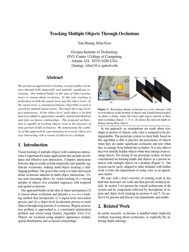 Tracking Multiple Objects Through Occlusions | PDF | Image Segmentation | Genetic Algorithm