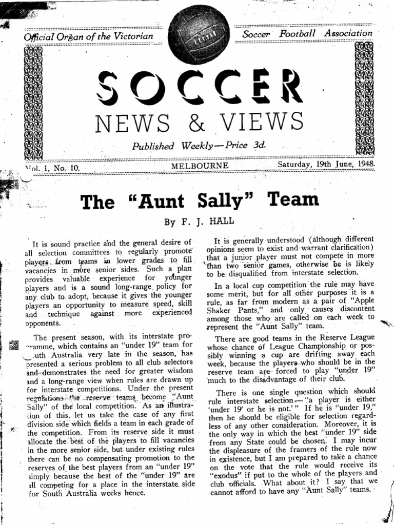 News &, Views: The "Aunt Sally" Team | Download Free PDF | Sports ...