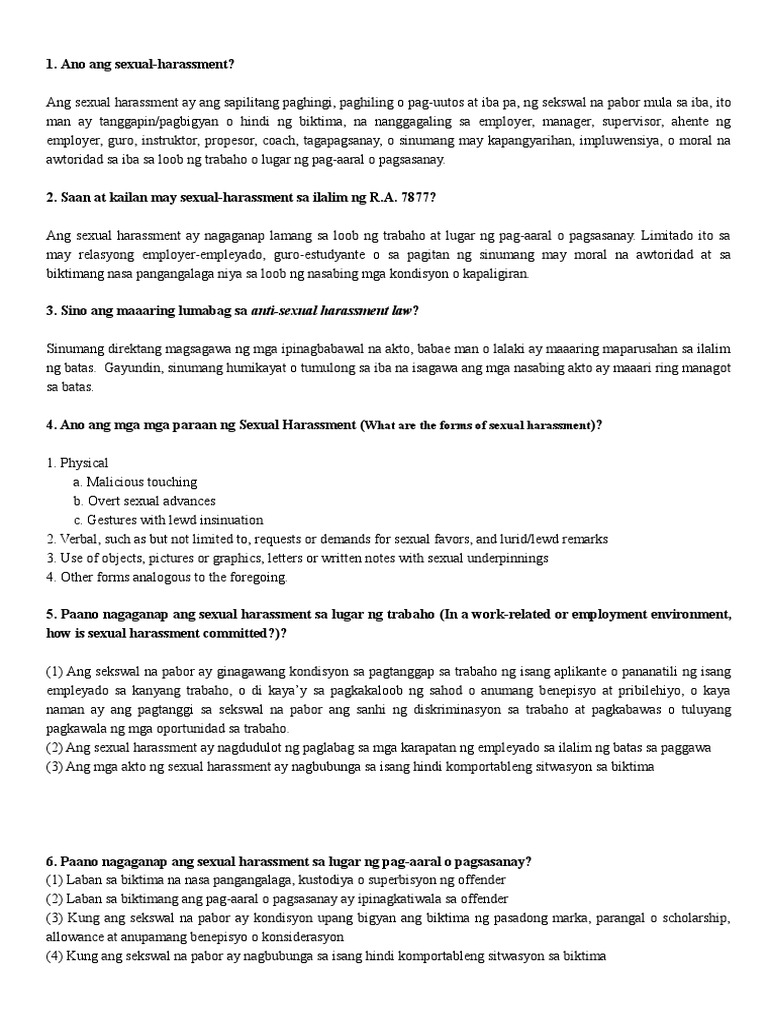Anti-Sexual Harassment Act - in Tagalog | PDF