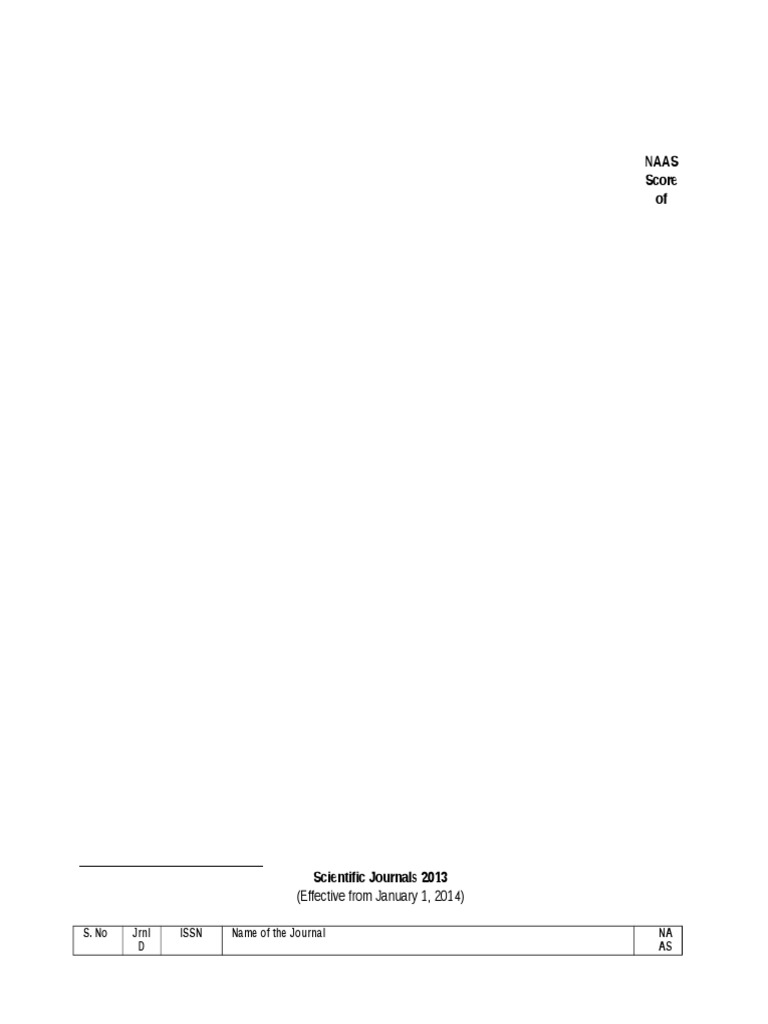 Naas Score Of: (Effective From January 1, 2014) | PDF | Biotechnology ...