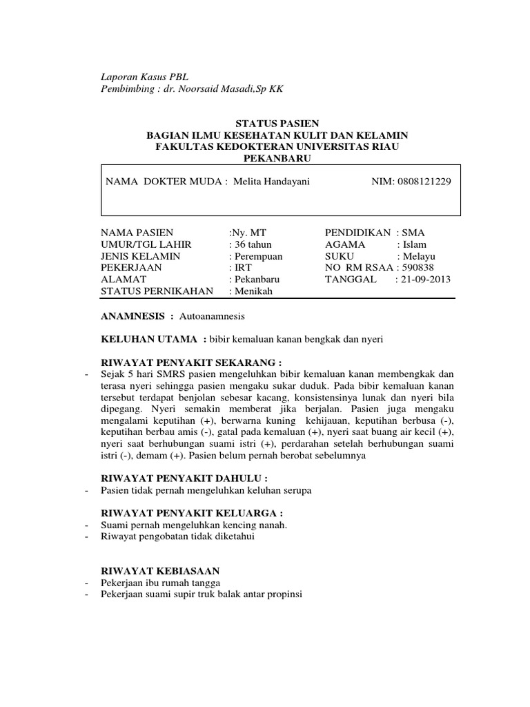 Laporan Kasus PBL Bartolinitis | PDF | Sains & Matematika