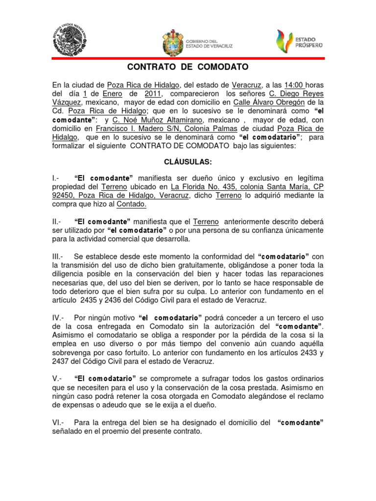 Contrato de Comodato | PDF