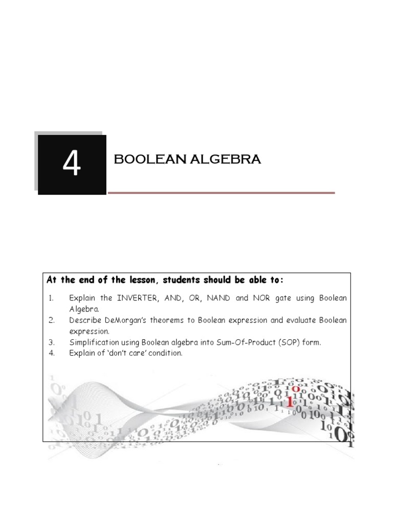 Boolean algebra concepts and applications | PDF | Boolean Algebra ...
