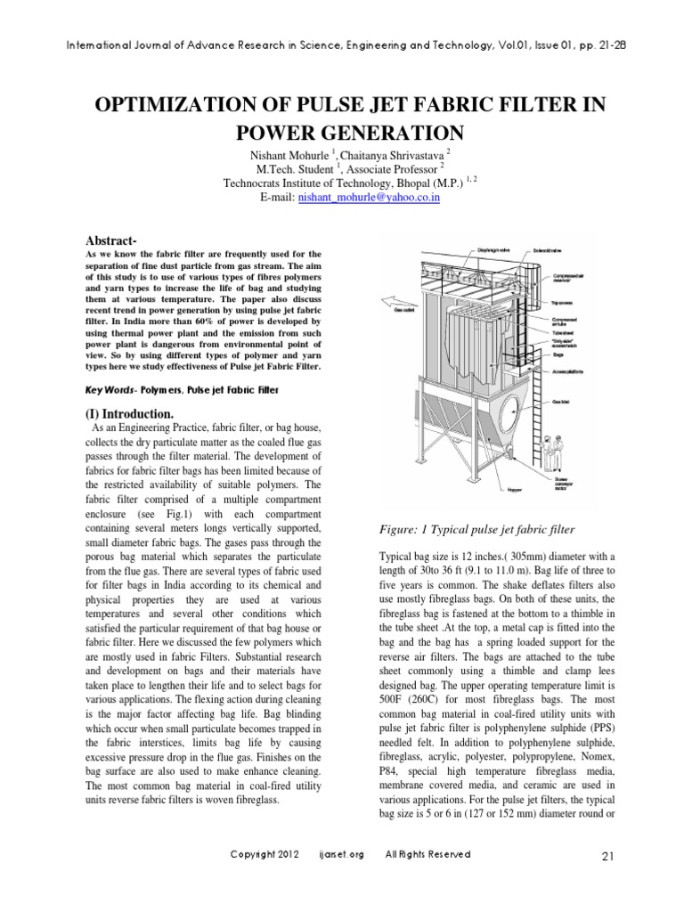 Optimization of Bag Filters | PDF | Textiles | Manmade Materials