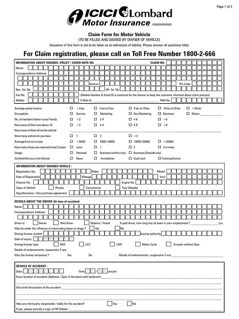 Claim Form For Insurance | PDF | Payments | Contractual Term