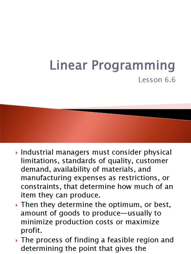 Ch6 - Linear Programming | PDF | Profit (Accounting) | Linear Programming