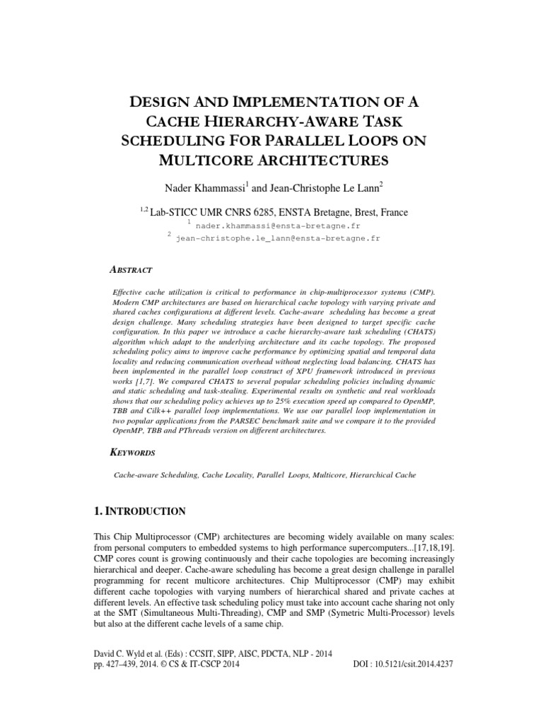 Design and Implementation of A Cache Hierarchy-Aware Task Scheduling For Parallel Loops On ...