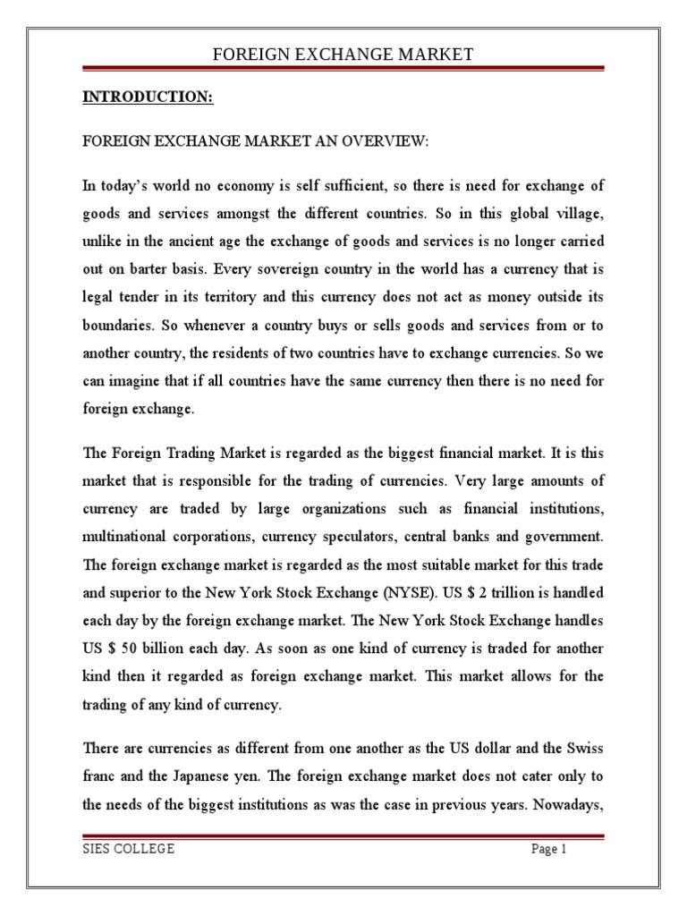 Foreign Exchange Market | PDF | Currency | Foreign Exchange Market