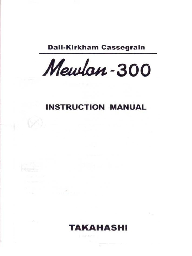 Mewlon-300 Telescope Instruction Manual | PDF | Astronomy | Optics
