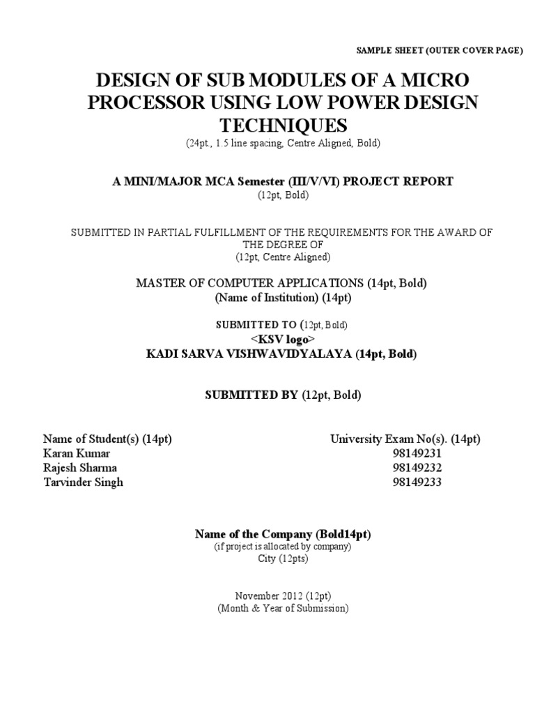 Design of Sub Modules of A Micro Processor Using Low Power Design ...