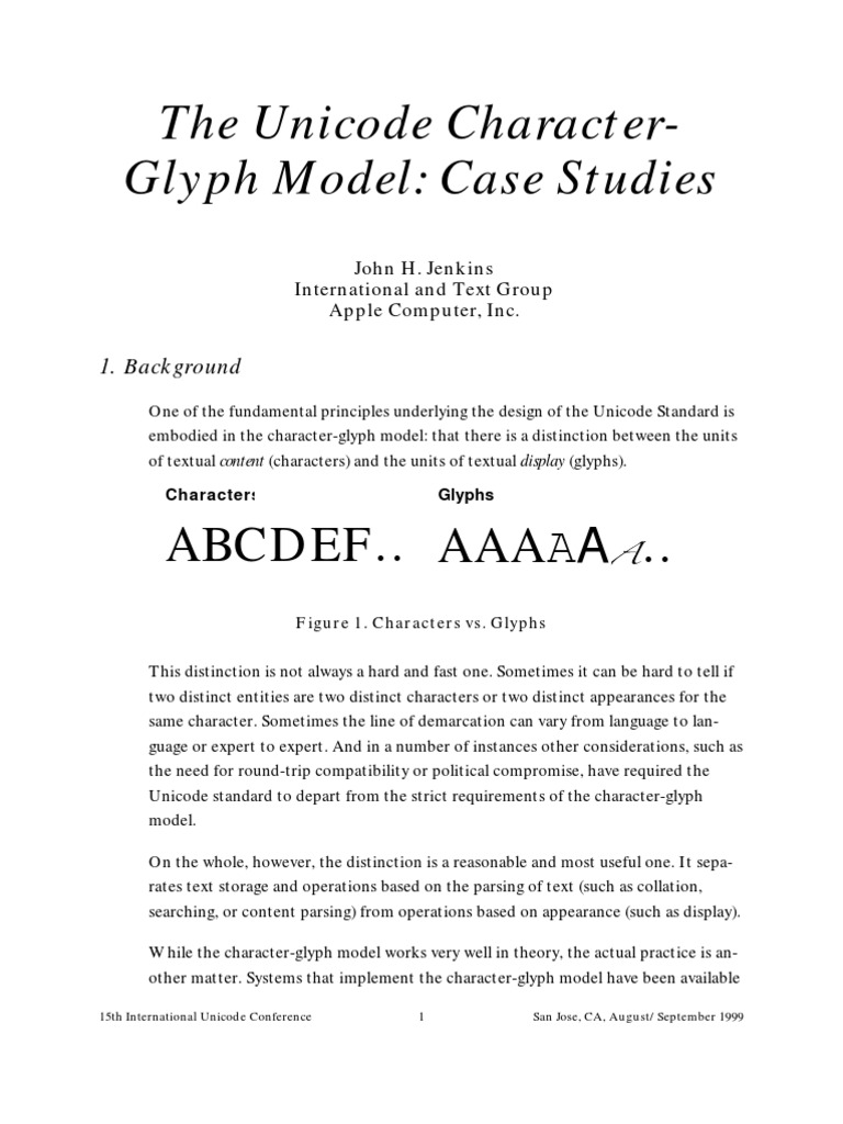 The Unicode CharacterGlyph Model: Case Studies | PDF | Typefaces | Te X