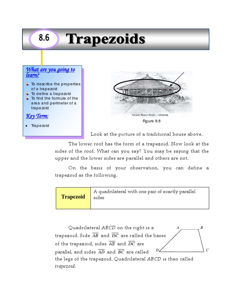 What Are You Going To Learn?: Trapezoid | PDF | Area | Elementary Geometry