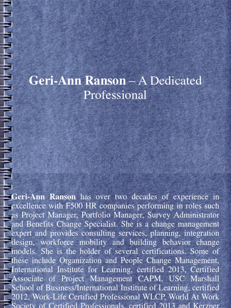 Geri-Ann Ranson - A Dedicated Professional | PDF | Change Management ...
