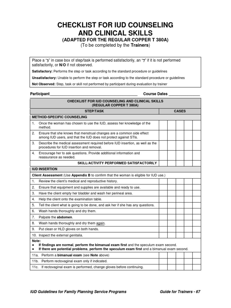 IUD insertion guidelines | PDF | Sexually Transmitted Infection | Test ...