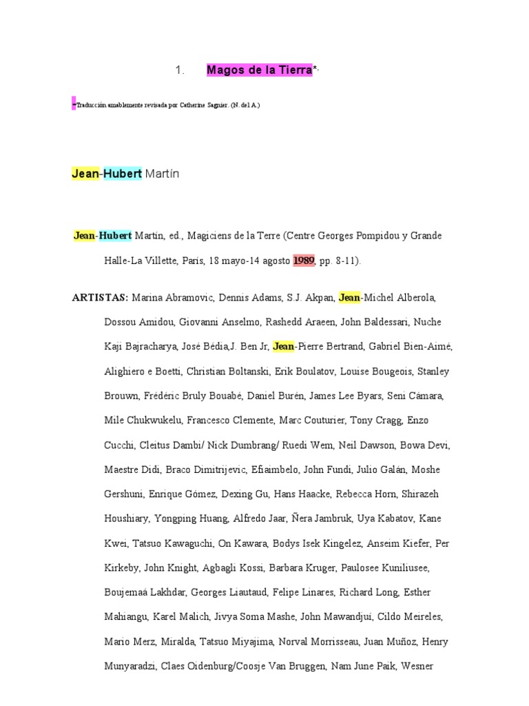 Jean Hubert Martin - Magos de La Tierra-1989-1 Exposición de Arte ...