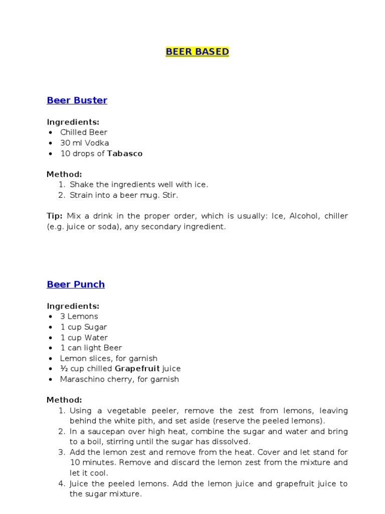 Beer Buster | PDF | Drink | Alcoholic Drinks