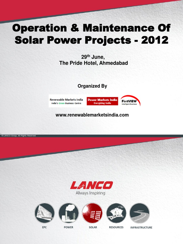 Soar Pant O&M Practice PPT by Lanco | PDF | Solar Power | Solar Energy