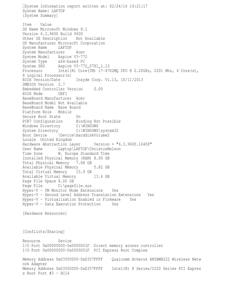 MSinfo | PDF | Disk Storage | Hyper V