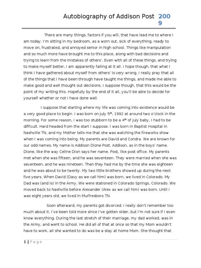 Autobiography of Addison Post | PDF