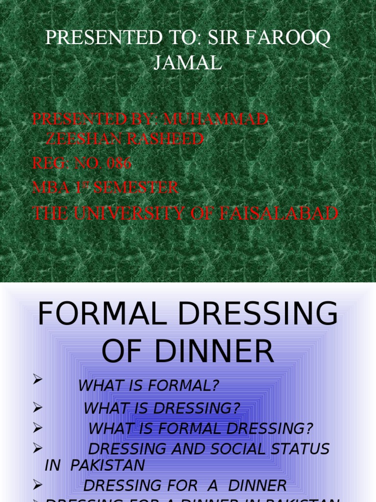 Formal Dinner Dressing Guide Pakistan | PDF