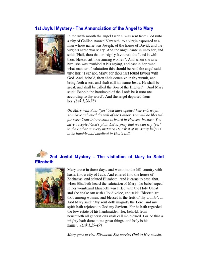1st Joyful Mystery - The Annunciation of The Angel To Mary | PDF | Mary ...