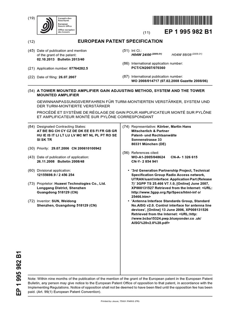 TEPZZ - 99598 B - T: European Patent Specification | PDF | Nonlinear ...