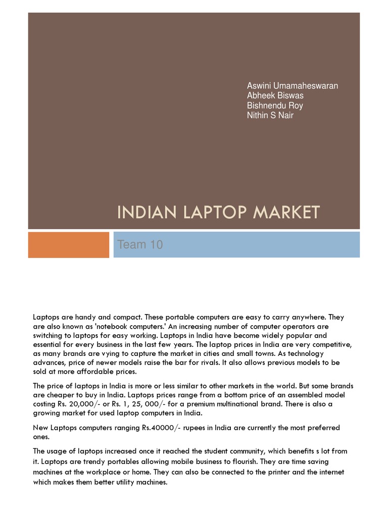 Laptop Report -Final | Advanced Micro Devices | Laptop