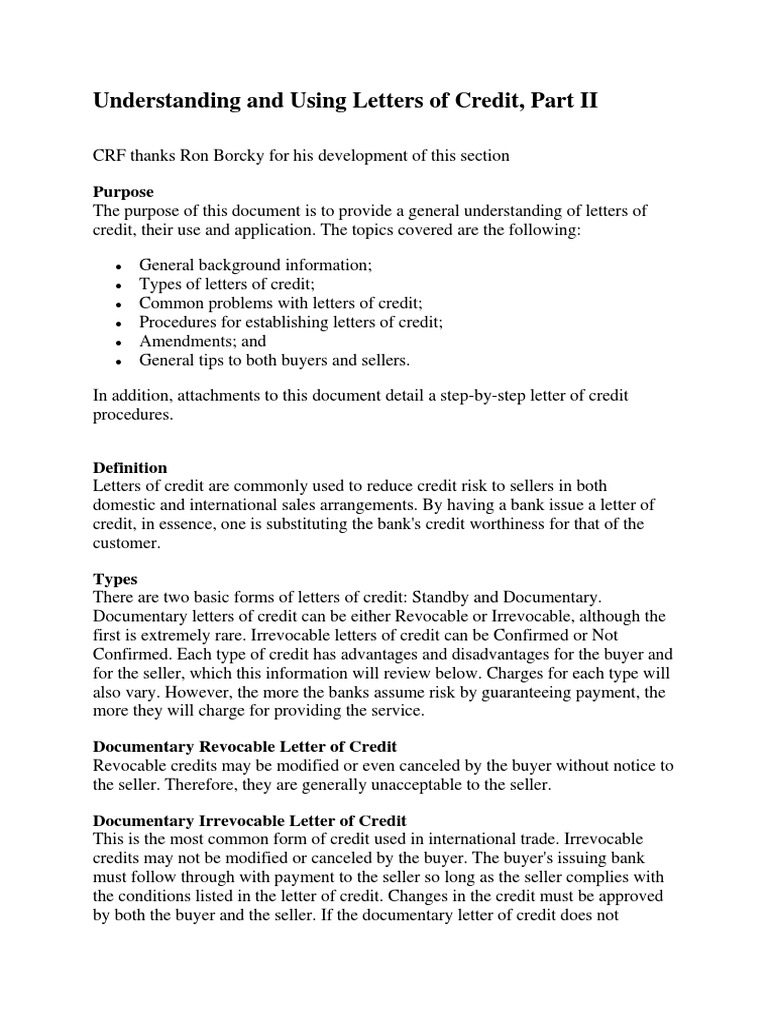 Letter of Credit | PDF
