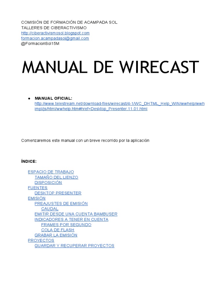 MANUAL DE WIRECAST (Formación Sol) | PDF