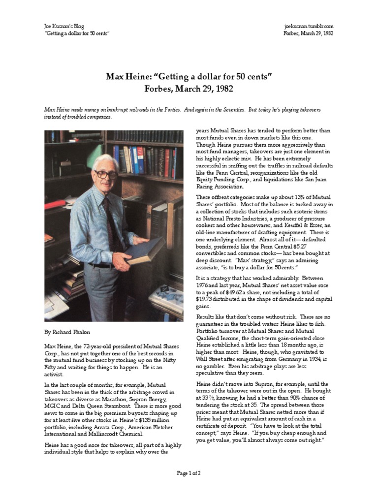 Max Heine's Investment Strategies | PDF | Bonds (Finance) | Takeover
