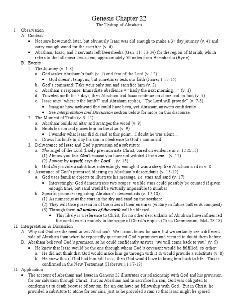 Genesis Chapter 22 | PDF | Abraham | Isaac