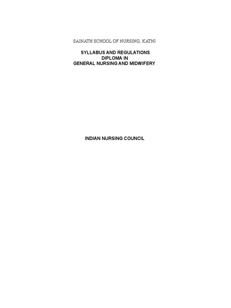 Sainath School of Nursing, GNM Syllabus | PDF | Human Body | Nursing