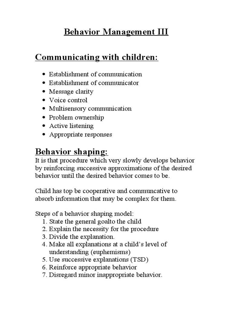 Effective Behavior Management for Children | PDF | Career & Growth ...