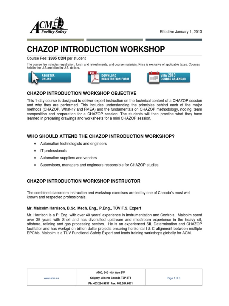2013 ACM CHAZOP Course Overview | PDF