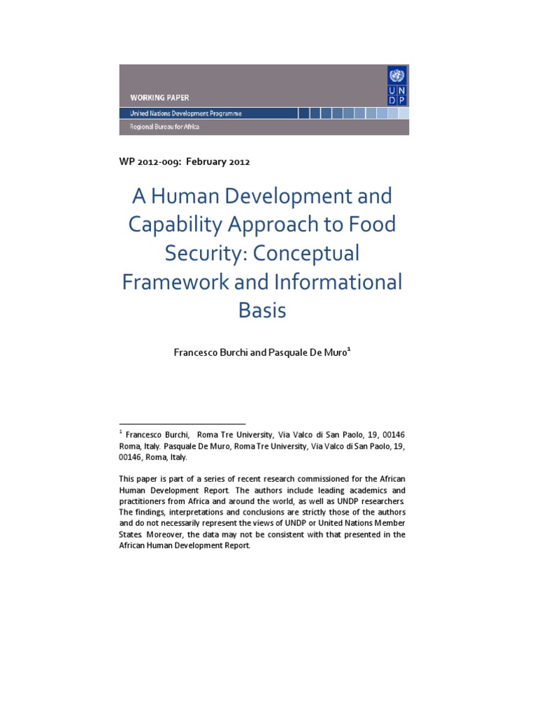 A Human Development and Capability Approach To Food Security ...