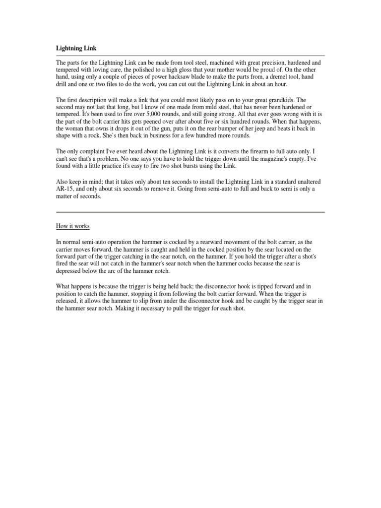 Fabricating The AR-15 Rifle Lightning Link | PDF | Trigger (Firearms ...