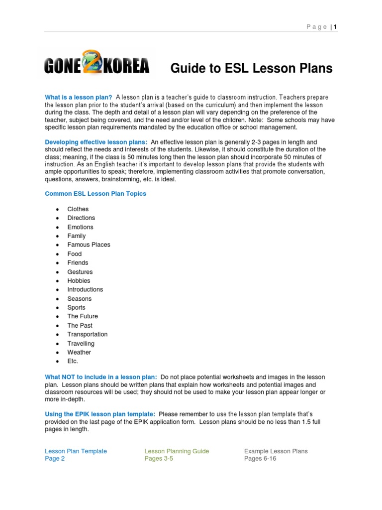 Guide to Developing ESL Lesson Plans | PDF | Lesson Plan | Tourism