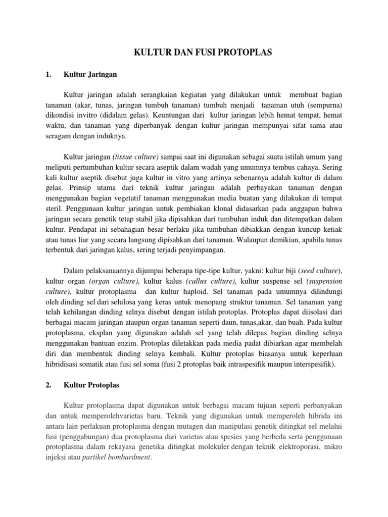Kultur Jaringan Dan Fusi Protoplas | PDF