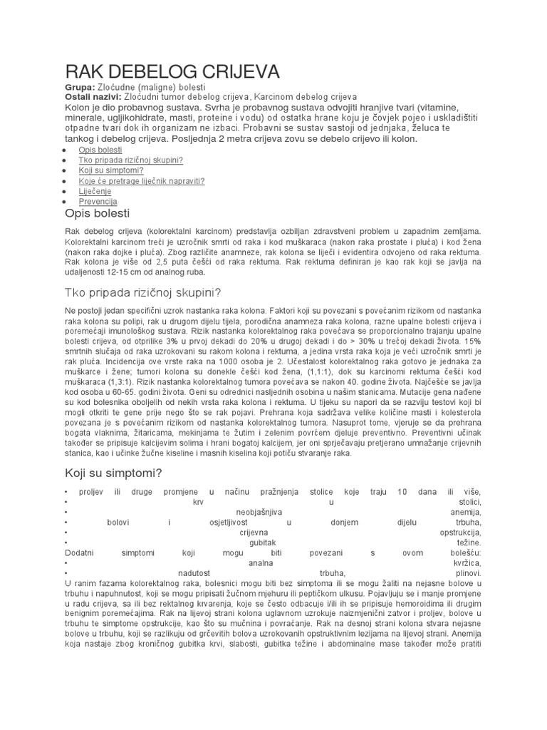 Rak Debelog Crijeva | PDF