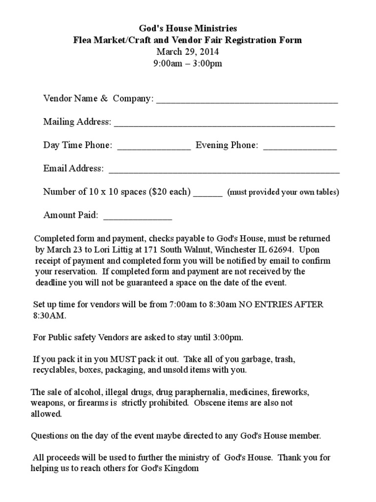 Flea Market Form | PDF