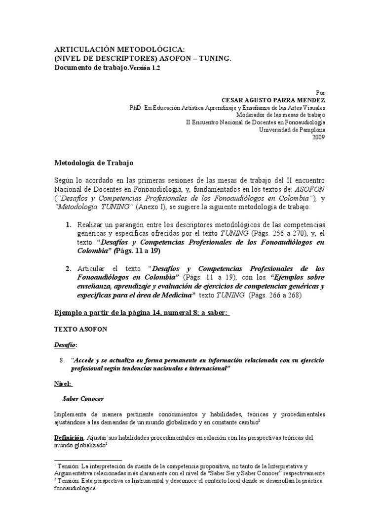 Metodología ASOFON-TUNING en Fonoaudiología | PDF | Patología del habla ...