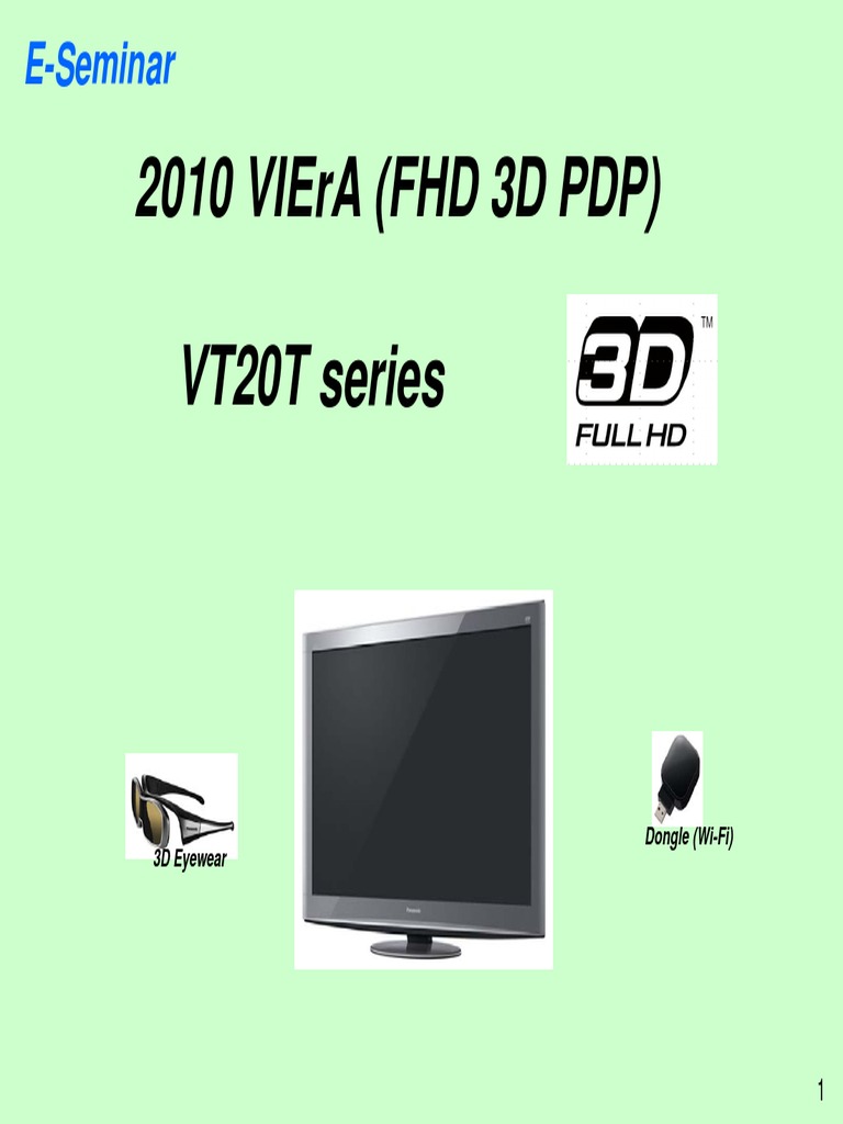 Panasonic Vt20t Series FHD 3d Plasma Display 2010 Viera Training ...
