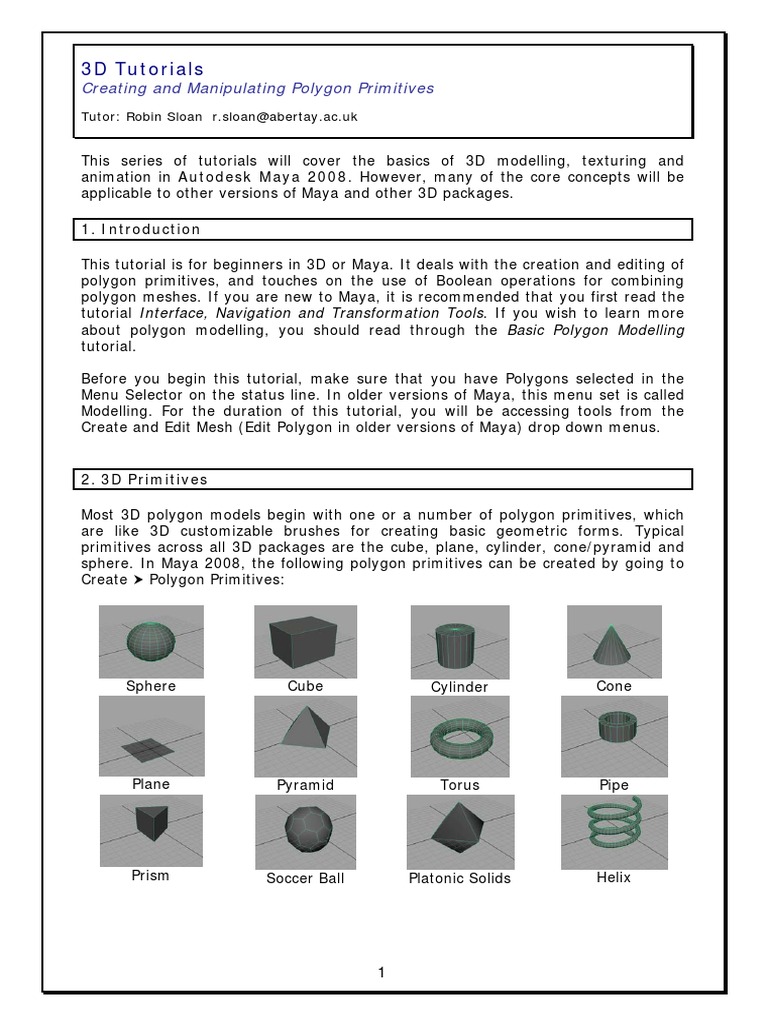 Autodesk Maya 2008 - 3D Tutorials | PDF | Vertex (Geometry) | Polygon