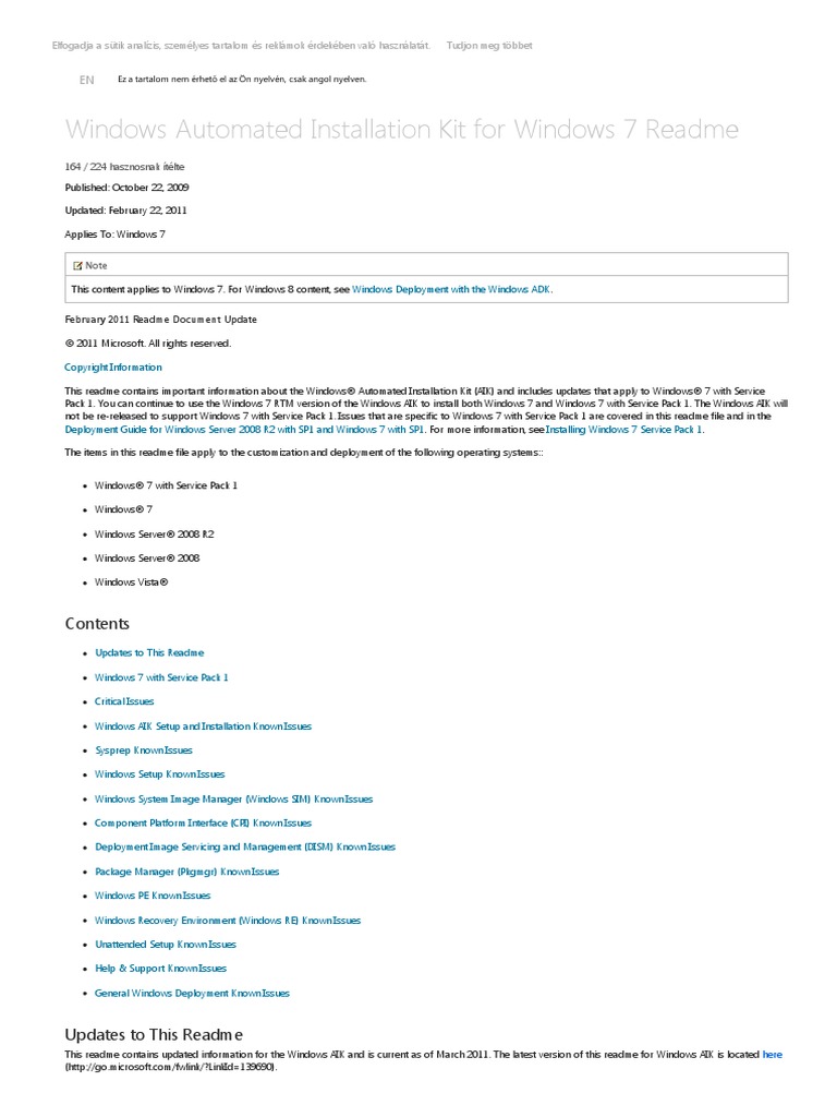 Windows Automated Installation Kit For Windows 7 Readme | PDF | Windows ...