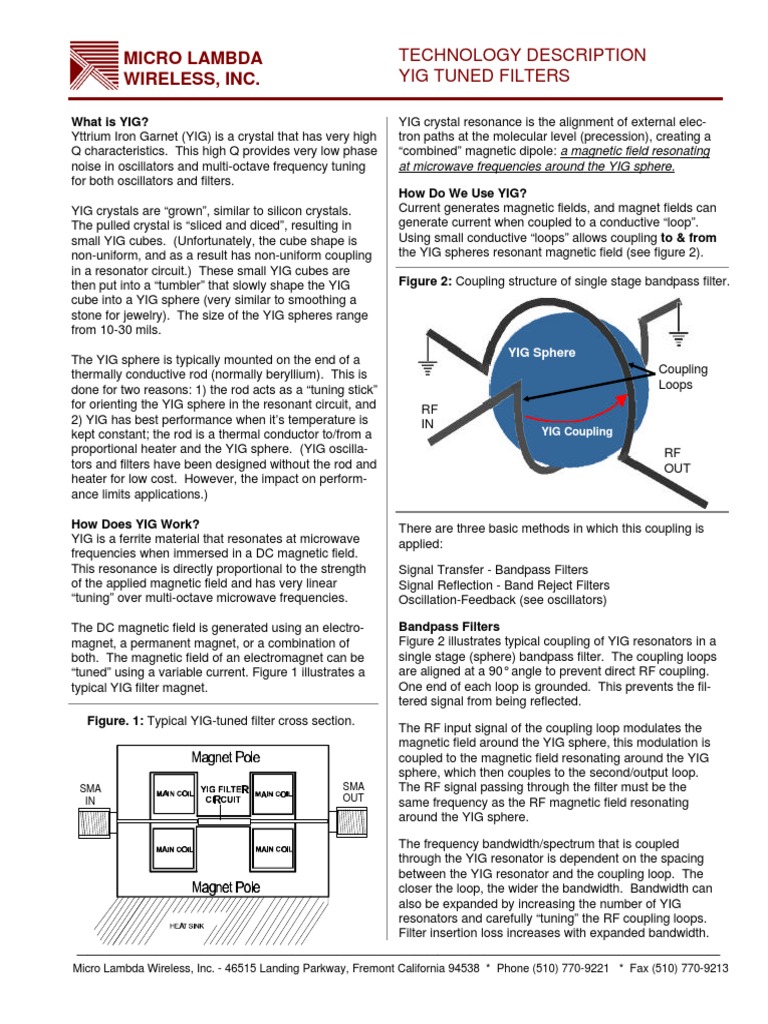 YIG Tuned Filters Overview | PDF