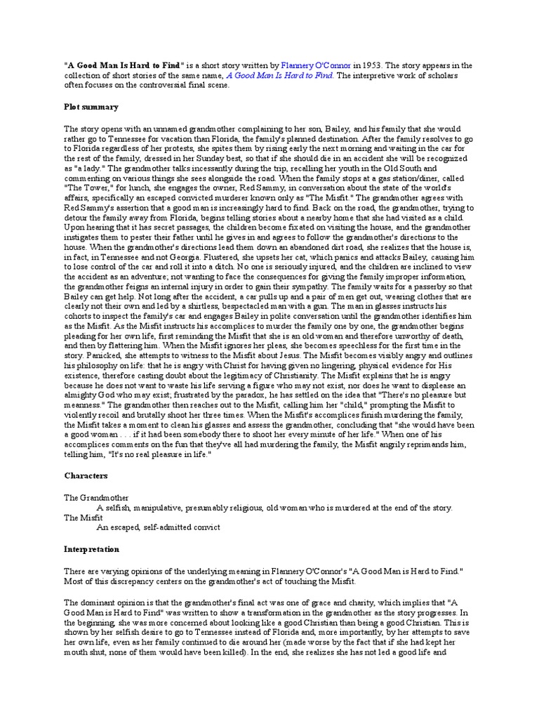 Plot Summary: A Good Man Is Hard To Find | PDF | Religion And Belief