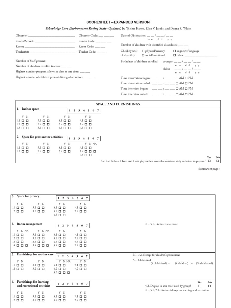 SACERS Expanded Scoresheet | Download Free PDF | Psychological Concepts ...