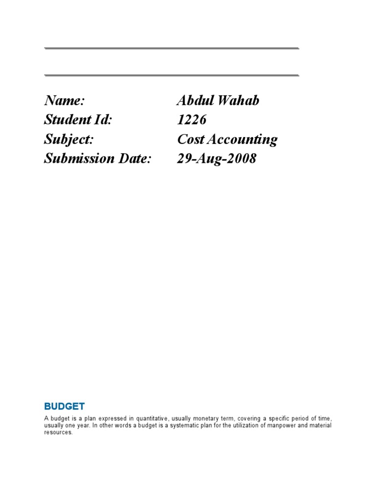 Budgeting As A Tool of Control | PDF | Budget | Expense